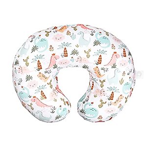 Boppy Original Support Nursing Pillow, Blush Pink Dinosaurs, Ergonomic Breastfeeding, Bottle Feeding, and Bonding, Firm Hypoallergenic Fiber Fill, Removable Cover, Machine Washable