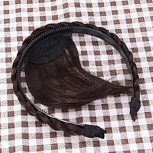 Lurrose Front Bangs Headband with Natural Human Fringe Extensions for Forehead Braids and Hoop Hairband