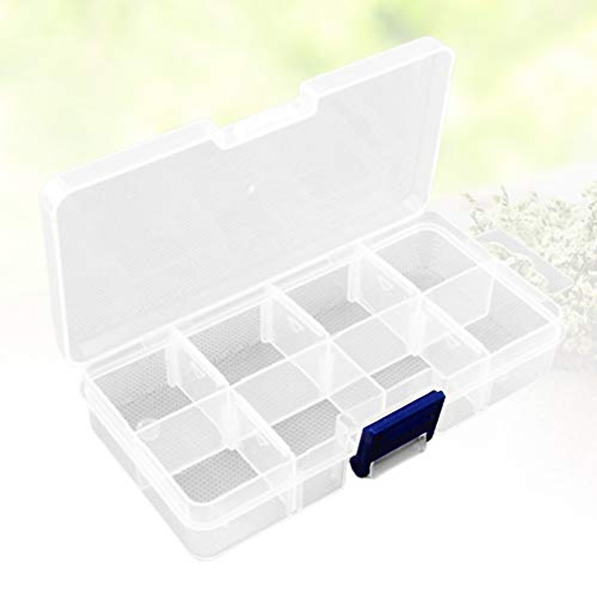 Healifty Plastic Storage Box 8 Grids Container Organizer Divider Grid Compartment with Lid for Jewelry Beads Earring Tool Fishing Hook Lures
