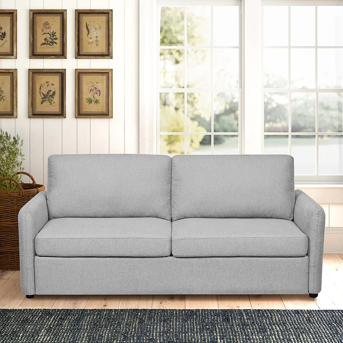 SumKea 78'' Sleeper Bed Couch Convertible Loveseat Plush Seat Cushions and Backrests, Lounge Sofa for Living Room, Apartment, Light Gray