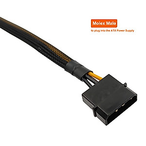 YEZriler (2-Pack) Molex to 8 Pin CPU Power Cable, LP4 Molex Male to CPU 8 Pin (4+4) EPS-12V Power Adapter Converter Sleeved 20.8-inch (53cm)