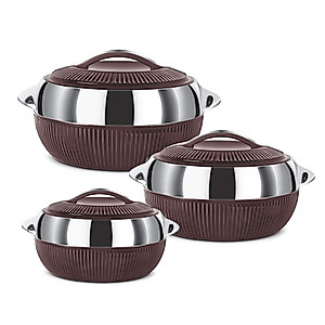 Milton Fiesta Insulated Junior Casserole, Set of 3, Brown Silver
