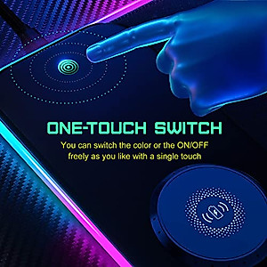 GIM 15W Wireless Charging RGB Gaming Mouse Pad, LED Mouse Pad 800x300x4MM, 10 Light Modes Extra Large Mousepad Non-Slip Rubber Base RGB Desk Mat for Gaming, MacBook, PC, Laptop, Desk