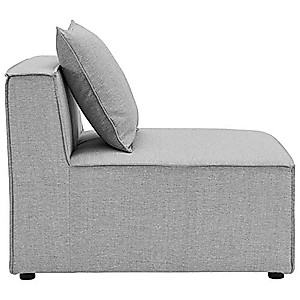 Modway Saybrook Outdoor Patio Upholstered Sectional Sofa Armless Chair in Gray