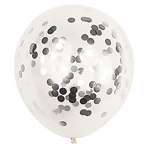 50pcs Silver Foil Confetti Balloons,12 inch Latex Balloon with Silver Confetti Inside for Birthday Family Party Wedding Party Baby Shower Decoration Supplies