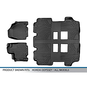 MAX LINER Custom Fit Floor Mats 3 Row Liner Set Black A0103/B0103 for 2011-2017 Honda Odyssey