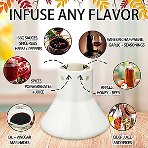 Tioncy Ceramic Chicken Roaster Rack with Baking Pan Set Beer Can Chicken Holder Stand Roasting Pan with Rack Vertical Poultry Chicken Throne for Thanksgiving Baking Grilling Oven, Dishwasher Safe