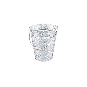 WH Walford Home Galvanized Trash Can Bucket, Decorative Garbage Waste Basket for Bathroom, Bedroom Decor, Vintage Farmhouse Metal Utility Pail, 12” x 10”
