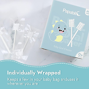 Papablic 40-Pack Baby Tongue Cleaner, Baby Oral Cleaner, Disposable Baby Mouth Cleaner Newborn, Upgrade Gum Cleaner with Paper Handle for Babies and Infants Ages 0-2 Years