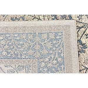 Unique Loom Salzburg Collection Area Rug - Gneis (5' Square, Cream/ Light Blue)