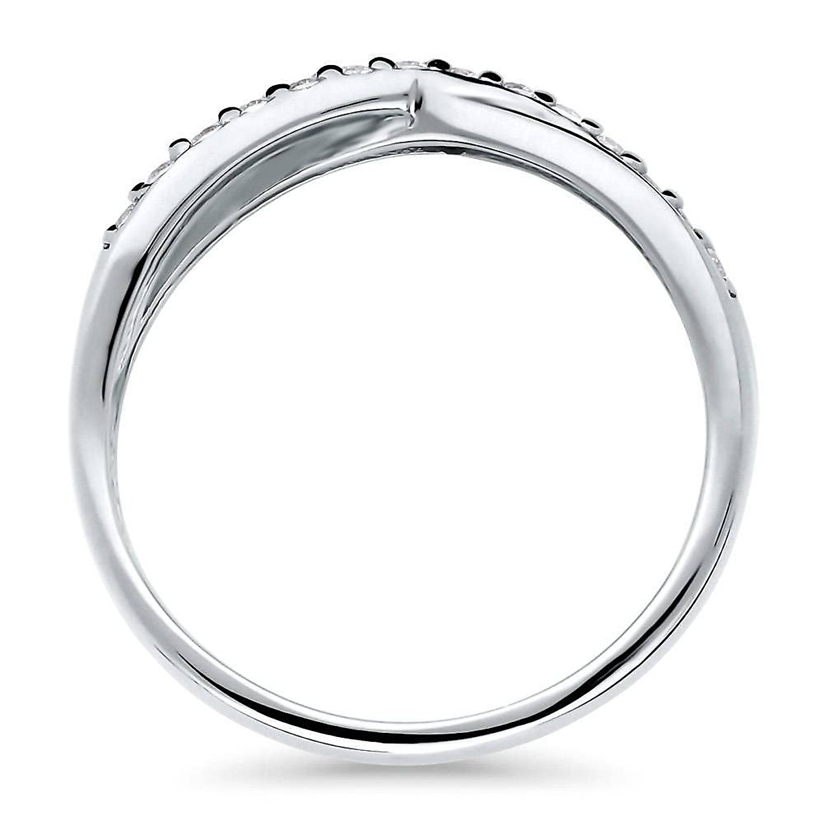 BERRICLE Sterling Silver Infinity Cubic Zirconia CZ Criss Cross Fashion Ring for Women, Rhodium Plated Size 5.5