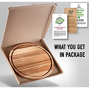 B.Brown Wood Round Cutting Board 13.5 inches Medium Cutting Board