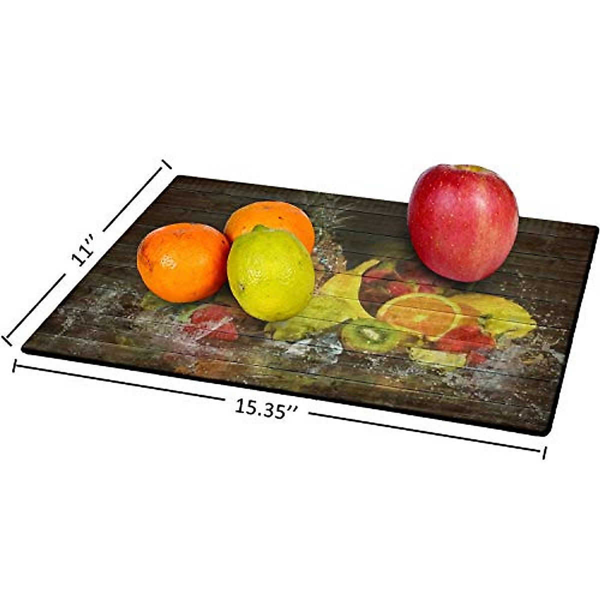 BFJLCWEKF Tempered Glass Cutting Board Fruits on black background with water splash Tableware Kitchen Decorative Cutting Board with Non-slip Legs, Serving Board, Large Size, 15 inches x 11 inches