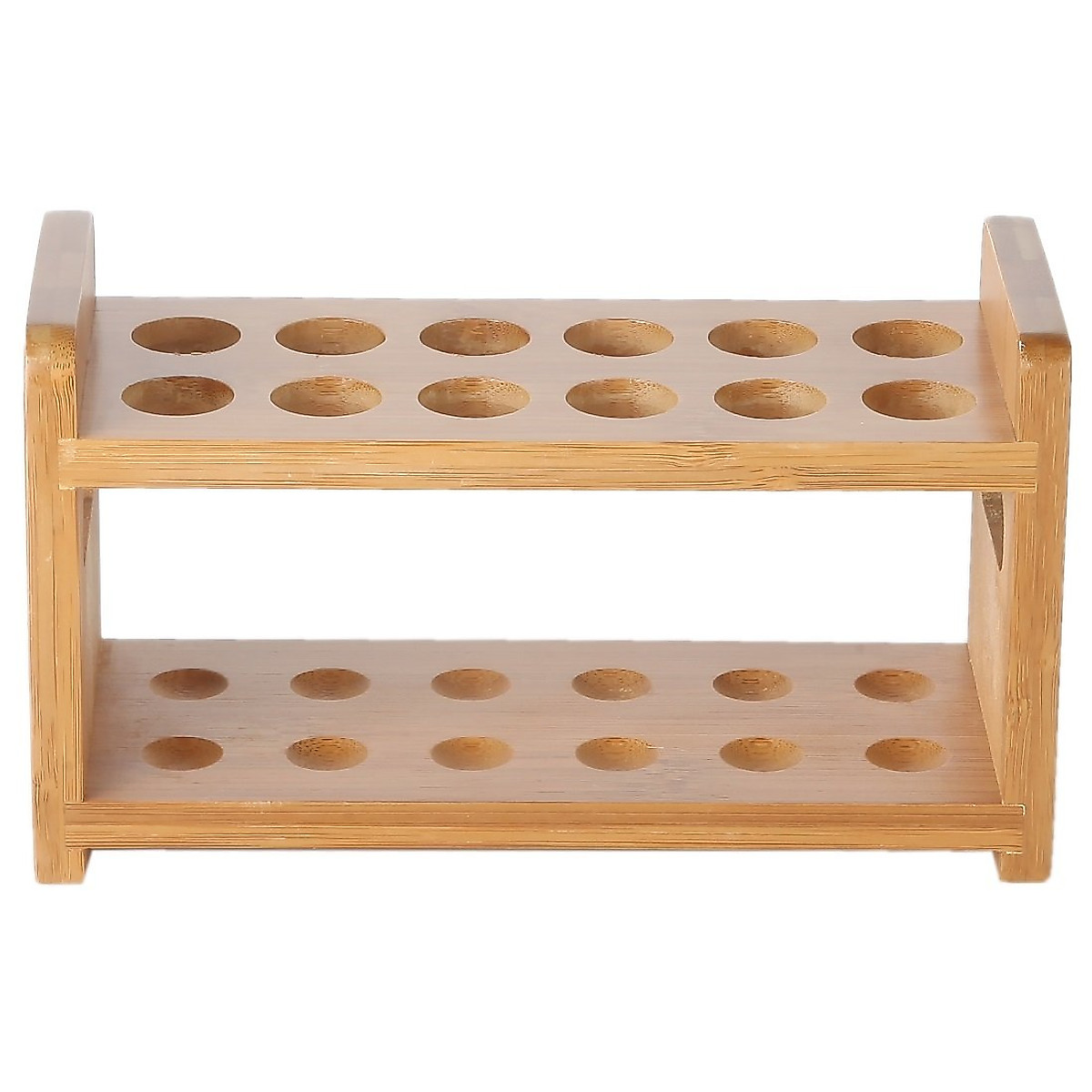 Lily's Home Bamboo Test Tube Vial Shot Glasses Holder Rack, Great as Pen Stand, Made from Bamboo with Built-in Handle, Rack Only, Glass Tubes NOT Included, 12 Tube Capacity (7/8" (22mm') Holes)