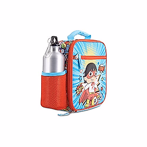Ryan's World Lunch Box Set for Boys & Girls, Stainless Steel Water Bottle with Carabiner Clip and Ice Pack, Insulated & Waterproof Lunch Bag with Zipper, 4 Pieces