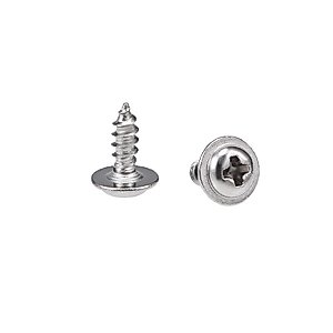 uxcell 2x6mm Self Tapping Screws Phillips Pan Head with Washer Screw 304 Stainless Steel Fasteners Bolts 50Pcs