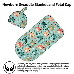 Frog Baby Stuff Cute Frog in Lake Swaddle Blanket with Hat Set Swaddles Up New Born Soft Transition Receiving Blanket Sleep Sacks for Baby Infant Boys Girls