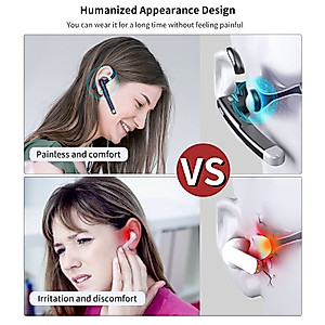 Kinganda Bluetooth Headset for Cell Phone, V5.1 Bluetooth Wireless Earpiece Headset with CVC 8.0 Noise Canceling Microphone for Driving/Business/Office, Compatible with iPhone and Android (Black)