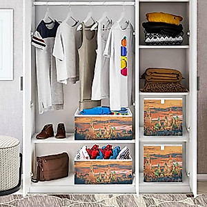 RunningBear Painting Moscow Cathedral Storage Basket Storage Bin Square Collapsible Nursery Hamper Cloth Baskets Containers Organizer for Nursery Toys Kids Room