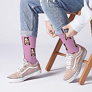 OMG SOCKS Custom Face Socks Multiple Faces, Your Photo Picture on Socks for Men Women Dad Father's Day Birthday Smoky Blue