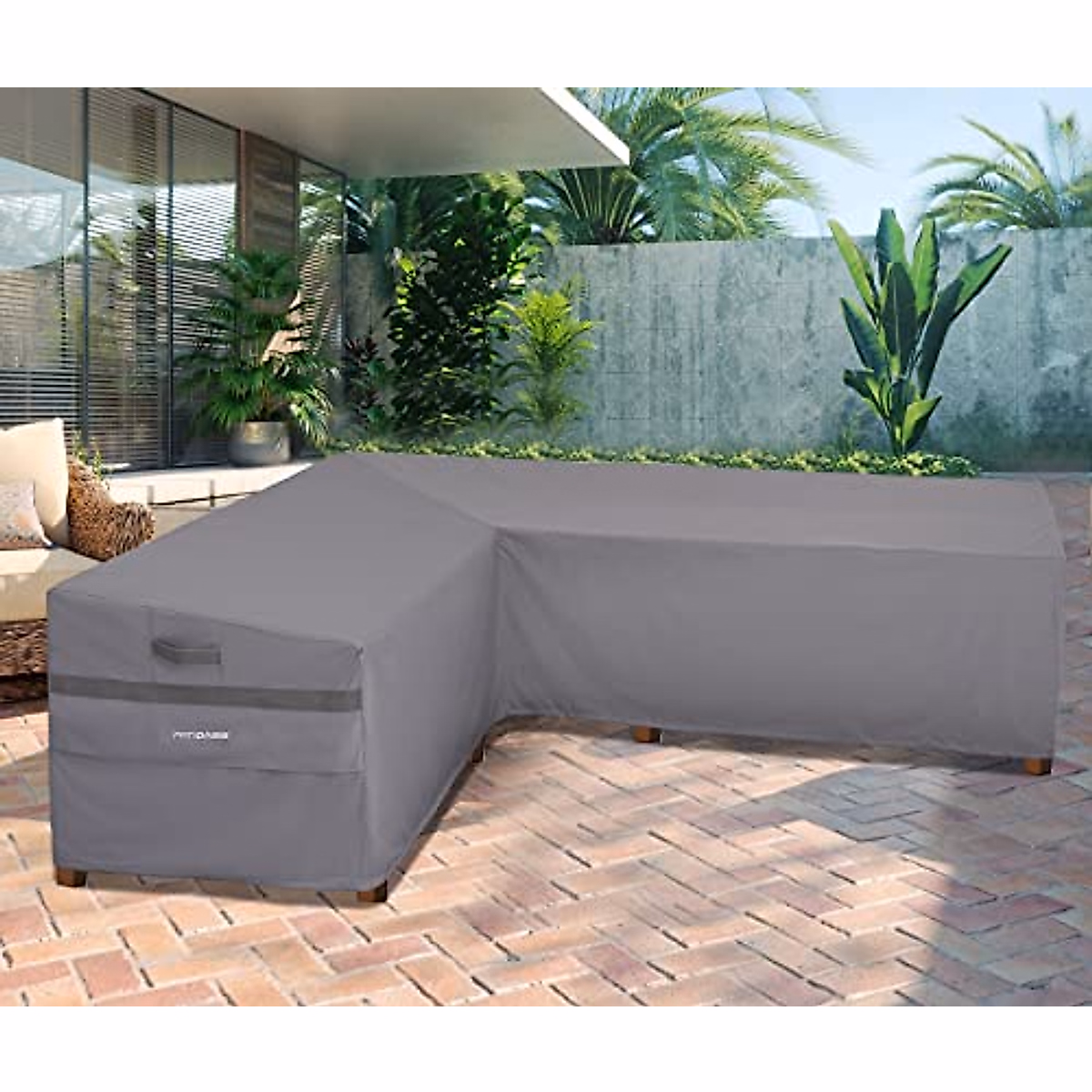 PATIOASIS Outdoor Left Facing Sectional Sofa Cover Grey 85''L x 106''L x 34''D x 31''/26''H Waterproof Heavy Duty L Shape Patio Furniture Lounge Set Couch Covers
