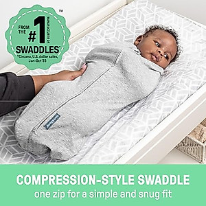 SwaddleMe by Ingenuity Compression Swaddle Pod, Two-Way Zipper for Easy Changes, Improves Sleep & Calms Startle Reflex, 0-2 Months, 2-Pack - Dino Jam