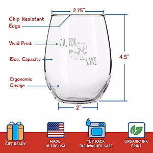 Funny Stemless Wine Glass Set | The Fox Series Pack of 4 Glasses Set | Infoxicated, Zero Fox Given, Oh for Fox Sake, Don't Fox with Me | Novelty Glasses With Cute Sayings for Women, Her | Made in USA