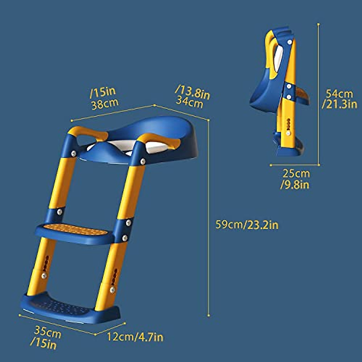 FAYDUDU Potty Training Seat with Step Stool Ladder Toddler Potty Seat for Toilet Seat Kids Potty Training Toilet for Boys Girls Training Potty Seat with Anti-Slip Pads (Blue)