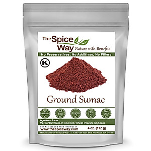 The Spice Way - Pure 100% Ground Sumac Spice, No Salt, no GMO, no Irradiation, Sumac Seasoning Powder 4 oz (resealable bag) (Sumak)