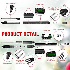 Christmas Stocking Stuffers 9 in 1 Multitool Pen Set Christmas Gifts with Buffalo Plaid Drawstring Bag for Men Dad Teens Boyfriend Husband Birthday Father's Day