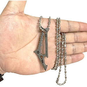 Tacray Titanium Shark-shaped multitool with bottle opener，hexagonal spanner and screwdriver,Titanium creative pendant.