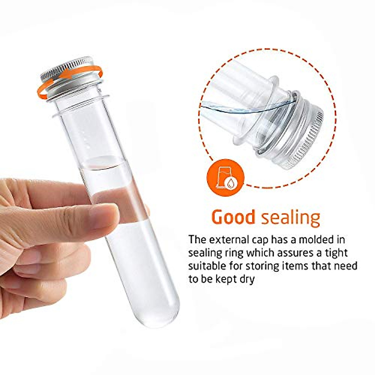 Acrux7 30 Pack Clear Plastic Test Tubes with Screw Caps, 45ml Clear Botanical Bath Salt Tubes 1x5 inch for Beads, Gumball, Candy Storage, Decorate(25x140mm)