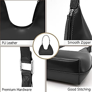 PS PETITE SIMONE Small Black Shoulder Bag Purse for Women Everyday Black Purse Hobo Bag Crescent Bag