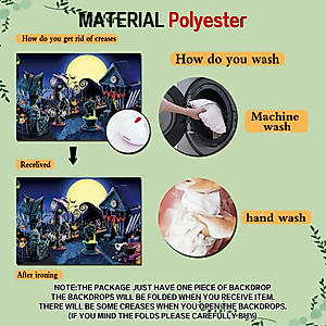 Happy Halloween Backdrop for Photography Christmas Castle Pumpkin Bat Moon Photo Background for Halloween Scary Party Newborn Baby Shower Banner 5x3ft