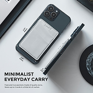 VULKIT Magnetic Phone Wallet for MagSafe- RFID Blocking - Card Holder Wallet for iPhone 16/15/14/13/12 Series & Phone Case with MagSafe Silver