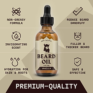 Striking Viking Beard Oil and Balm - Leave in Beard Conditioner - Tames, Styles, Softens, and Moisturizes Beards and Mustache - Made with All Natural and Organic Argan and Jojobo Oils, Vanilla