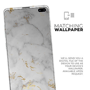 DesignSkinz Marble & Digital Gold Foil V3 Protective Vinyl Decal Wrap Skin Cover Compatible with The Samsung Galaxy S20 (Screen Trim & Back Glass Skin)