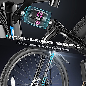 Vivi Electric Bike for Adults 750W Peak Folding Electric Mountain Bike 26'' Commuter Ebike 22MPH Adult Electric Bicycles with Removable Battery, Up to 50 Miles, LCD Display, Dual Shock Absorber