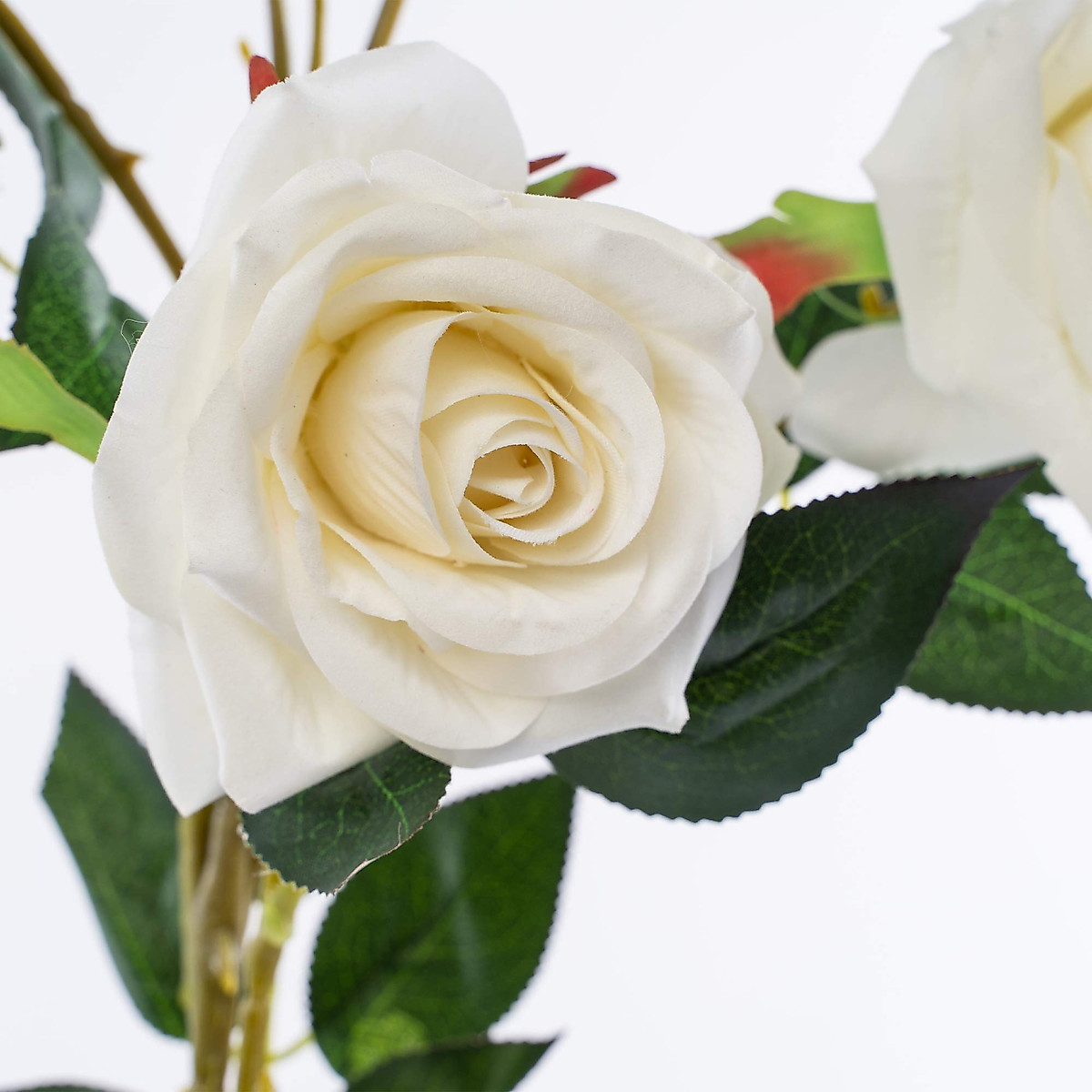 ELITE FLORAL 36" Artificial Rose Branch (4 Roses, 1 Bud) - White, Real Touch Rose Branch, Realistic Faux Rose Flowers, for Home Garden, Office, Flowers Arrangement, Wedding Centerpiece, DIY