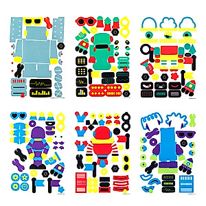 Serabeena Make Your Own Stickers - Robot Stickers for Kids - Robot Birthday Party Decorations - Stickers for Toddlers - Robot Party Favors - Over 700 Kid Friendly Stickers - 24 Sheets, 6.5" x 4.5"
