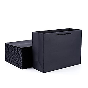 OfficeCastle 10 Pack X-Large Gift Wrap Bags with Handles, 16”x6”x12” Luxury Black Gift Bags for Men, Merchandise Bags Bulk, Shopping Bags