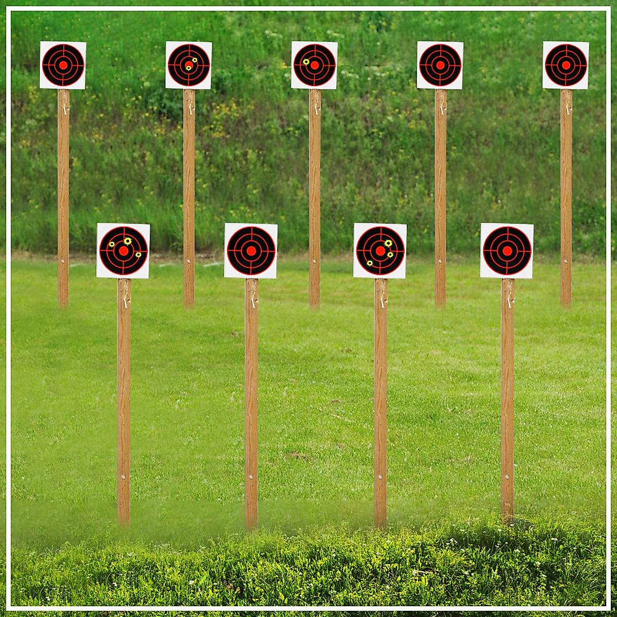 DECYOOL Shooting Targets, 3 Inch Splatter Paper Targets Self Adhesive Targets Stickers, Round Fluorescent Yellow Reactive Targets for Pistol, Rifle, BB Gun, Airsoft Shooting Outdoor and Indoor