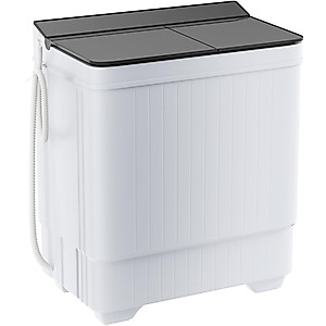 Elevon Portable Washing machine, 28lbs Mini Compact Laundry Washing Machine, Twin Tub 18lbs Washer & 10lbs Spinner Combo, Clothes Washer Machine with Drain Pump for Apartment, Dormitory and RVs