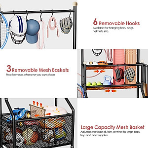 Housolution 3-Tier 5 Gallon Water Jug Holder with Garage Sports Equipment Organizer,Black