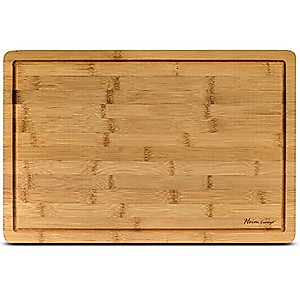 Heim Concept Organic Bamboo Cutting Boards for Kitchen Extra Large Chopping Board with Juicy Groove Perfect for Meat, Vegetables, Fruits, Cheese (18x12x3/4)