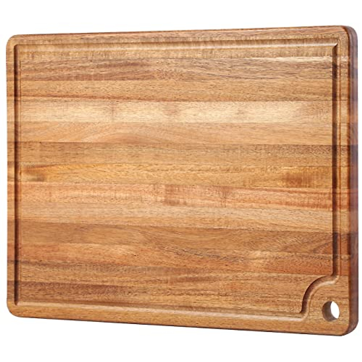 Large Acacia Wood Cutting Board for Kitchen - Caperci Better Chopping Board with Juice Groove & Handle Hole for Meat (Butcher Block) Vegetables and Cheese, 18 x 12 Inch