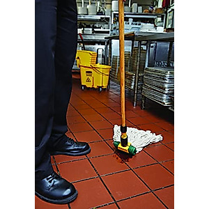 Rubbermaid Commercial Products Wood Mop Handle, 60-Inch, Lightweight Wet Mop Gripper with Heavy-Duty Clamp Handle for Floor Cleaning