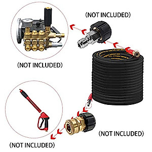 Hourleey 50FT Pressure Washer Hose with 3/8 Inch Quick Connect, High Tensile Wire Power Washer Hose, 4000 PSI