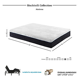 Lexicon Rischitelli 11-Inch Latex Micro Coil Hybrid Mattress, Twin-XL, White