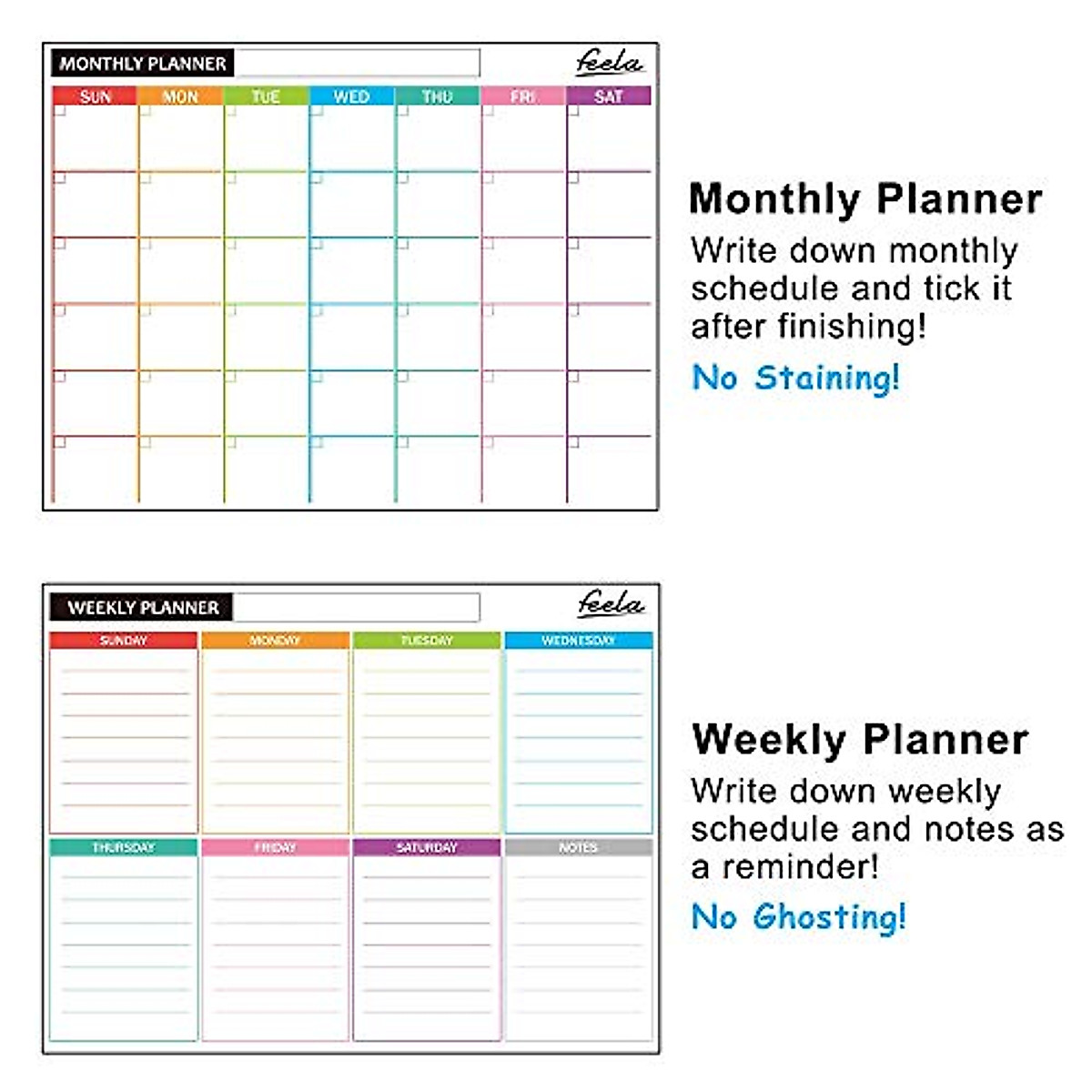 4 Pack Dry Erase 2023 Magnetic White Board Calendar Kit, Feela Monthly Weekly Calendar for Wall Refrigerator, Office Supplies with 8 Magnetic Erase Markers, 1 Eraser, 10 Stickers for Schedule